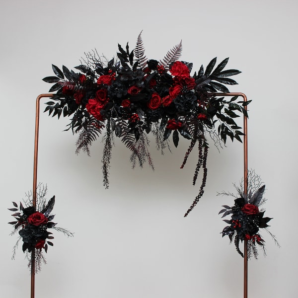 Red and Black Flower Arrangement - Etsy