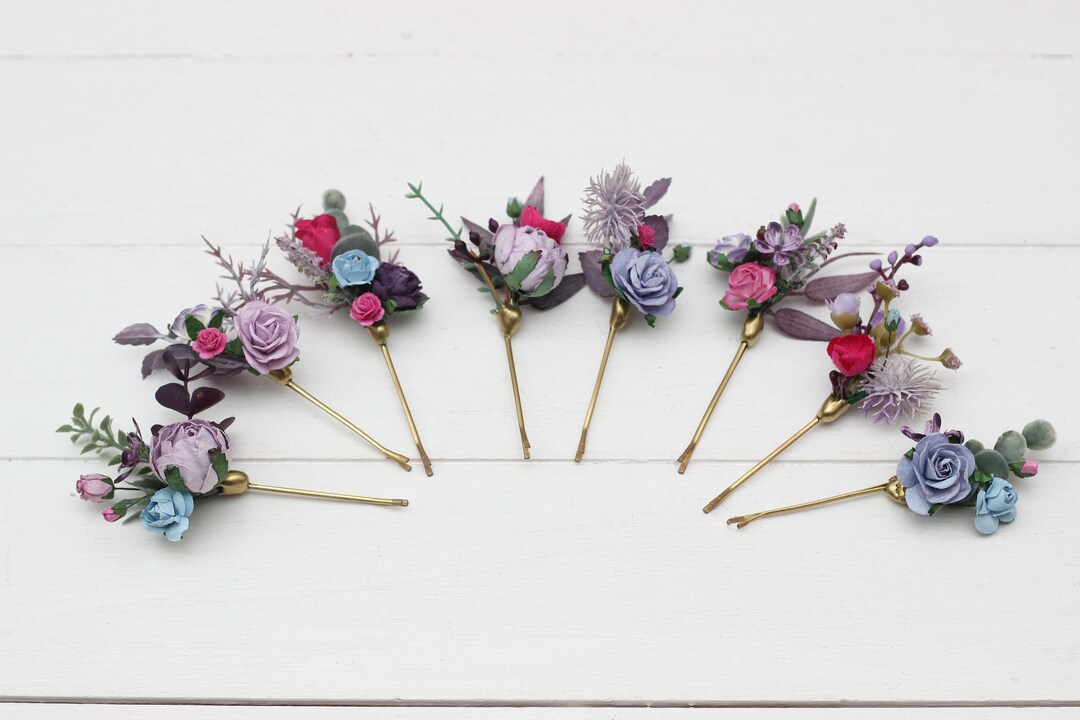 Set of 8 Bobby Pins Lavender Pink Magenta Wedding Hair Accessories ...