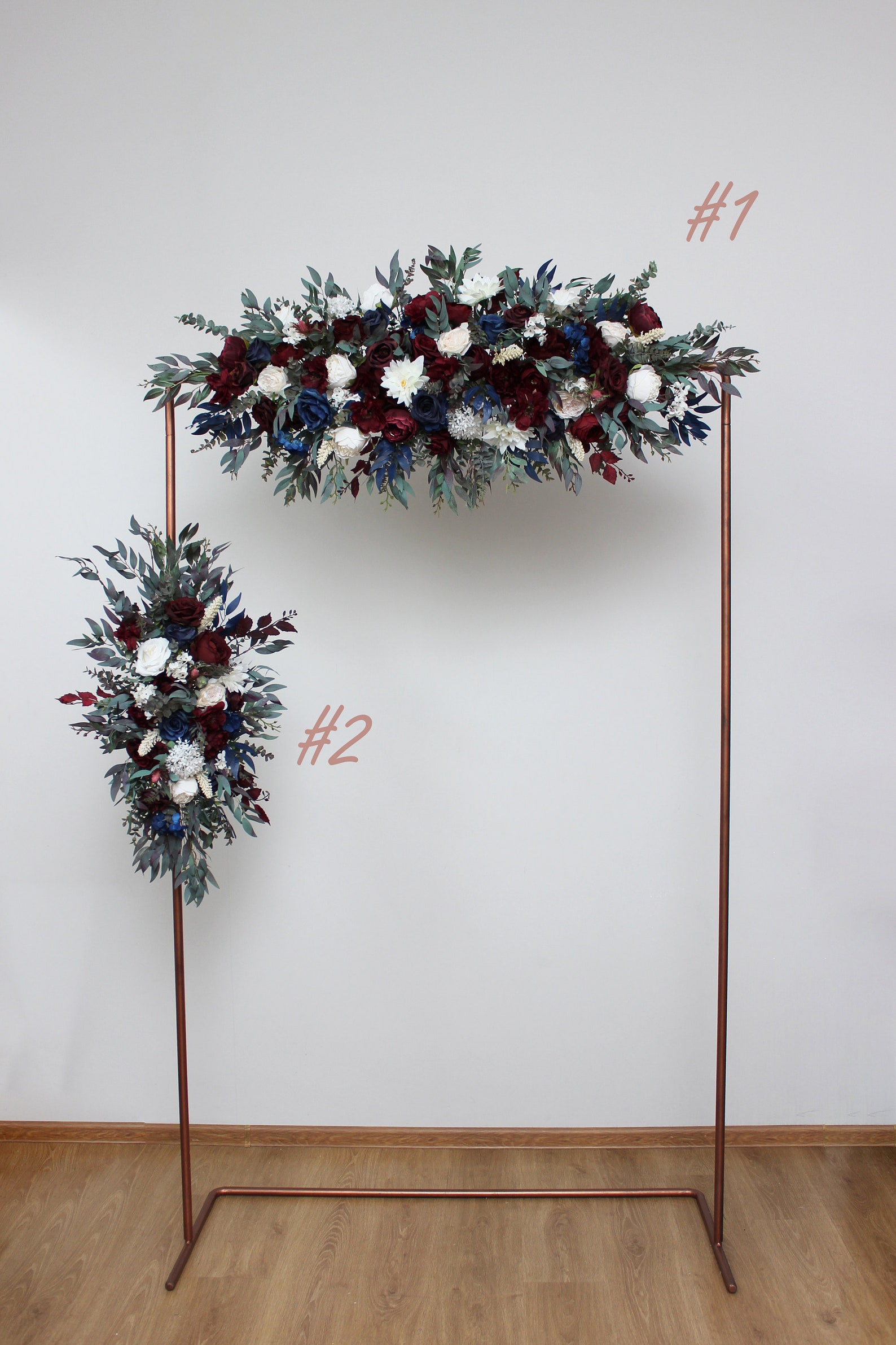 Burgundy Ivory Navy Blue Flower Arch Arrangement Wedding | Etsy