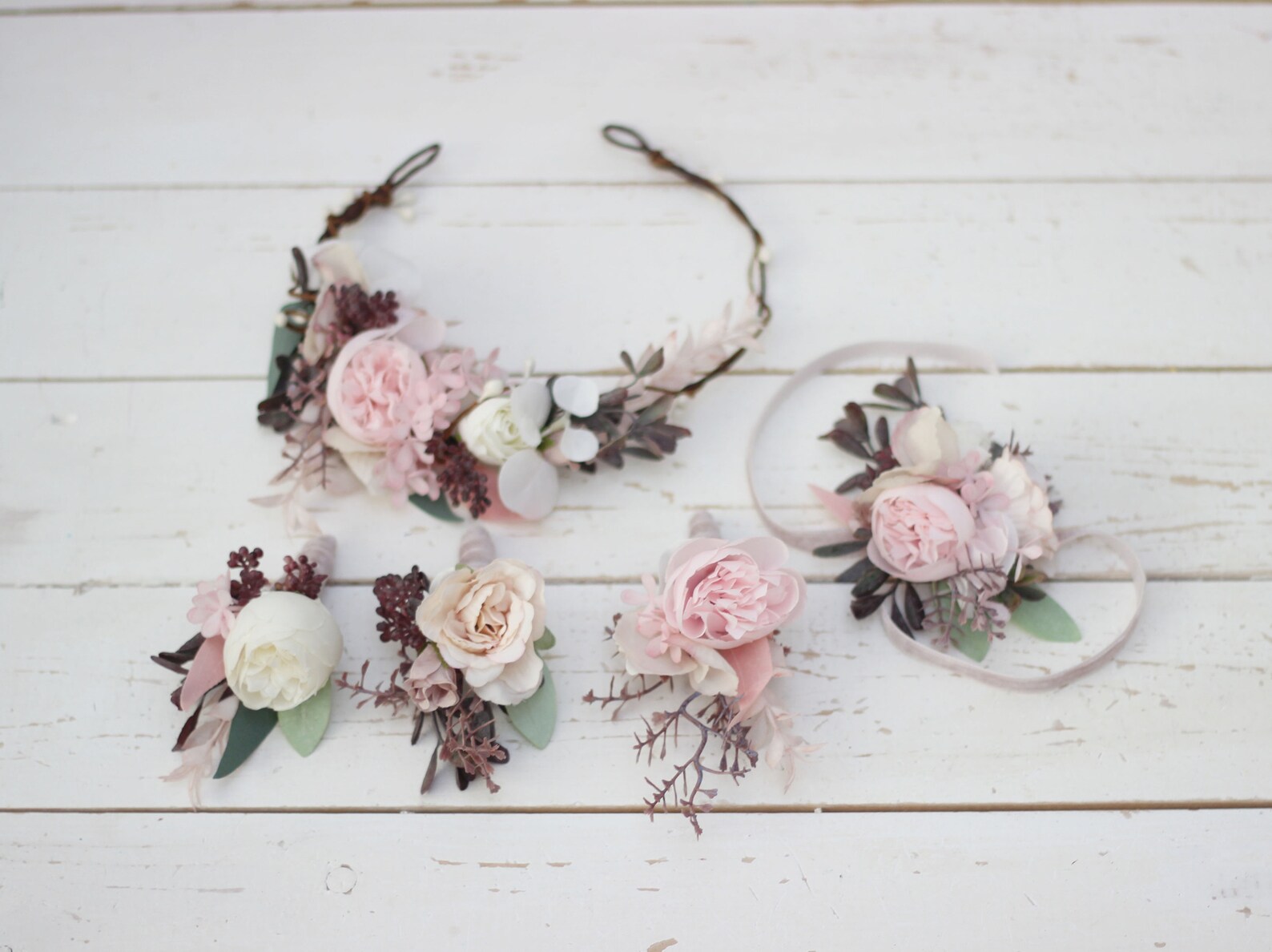 Blush Pink Boutonniere Taupe Wedding Velvet Boutonniere Boho - Etsy