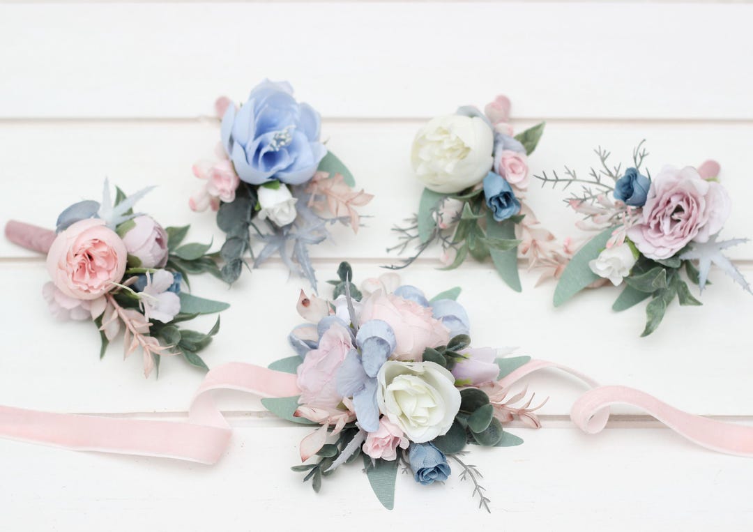 Dusty Blue Blush Pink White Flowers Dusty Blue Wedding Accessories ...