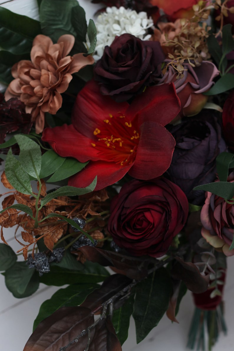 Boho Bouquet Burgundy Rust Burnt Orange Flowers Bridal Bouquet | Etsy