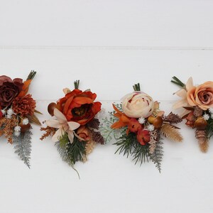 Rust Ivory Flowers Flower Accessories Pine Boutonniere Buttonhole Groom ...