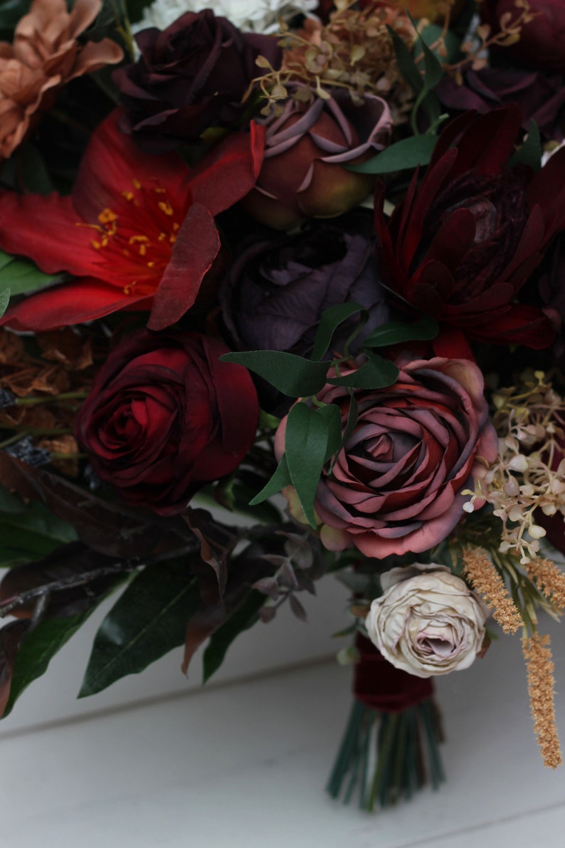 Boho Bouquet Burgundy Rust Burnt Orange Flowers Bridal Bouquet | Etsy
