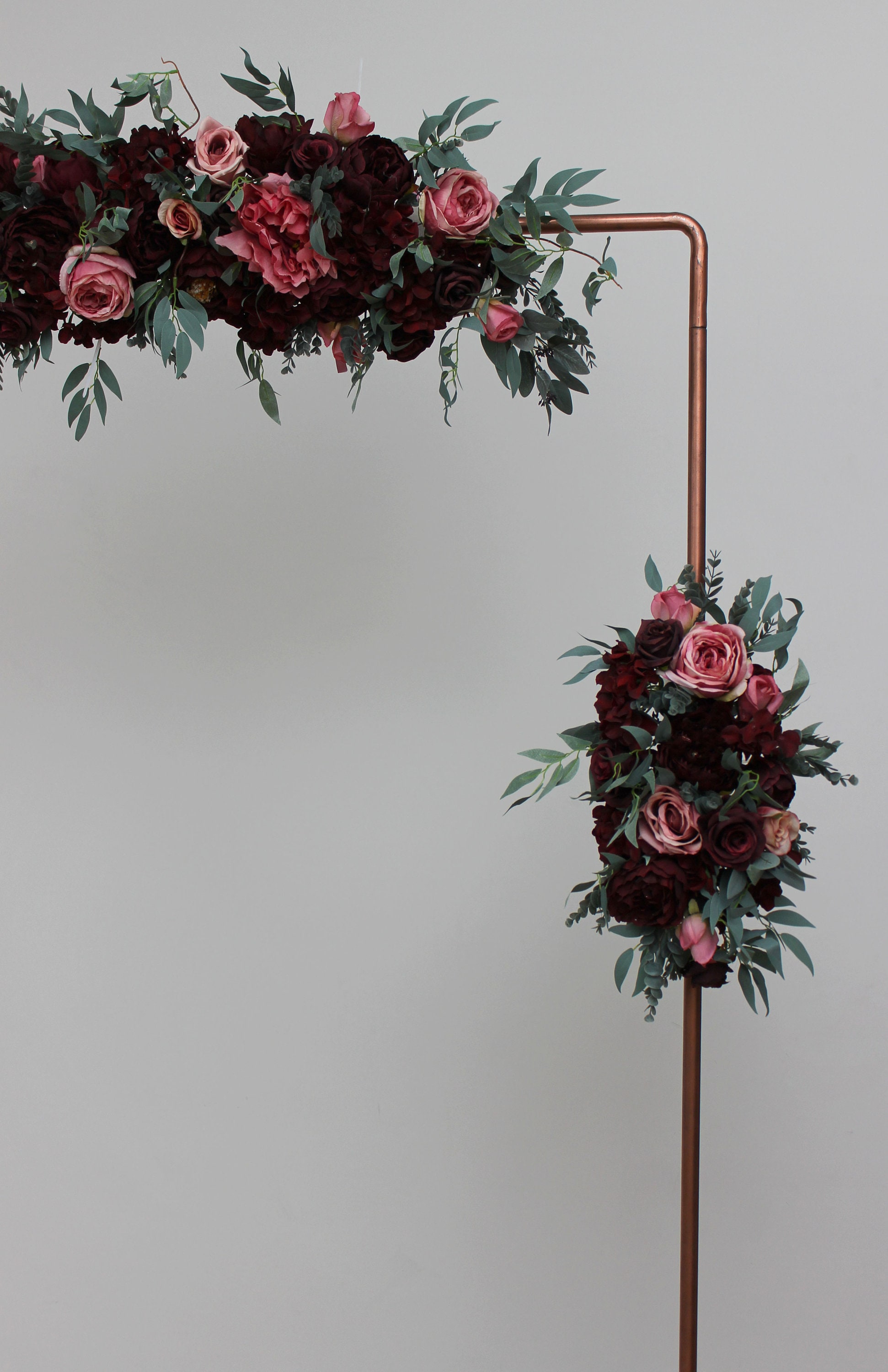 Set of 3 Burgundy pink flower arch arrangement Wedding | Etsy