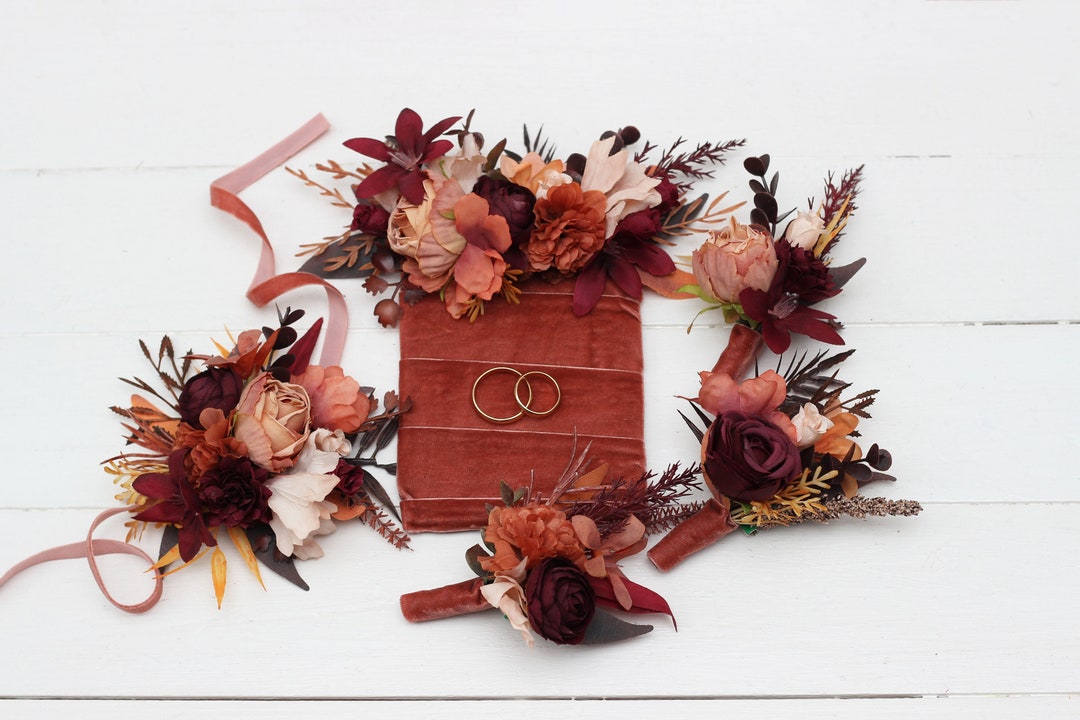 Burgundy Terracotta Flowers Flower Accessories Boutonniere Buttonhole ...