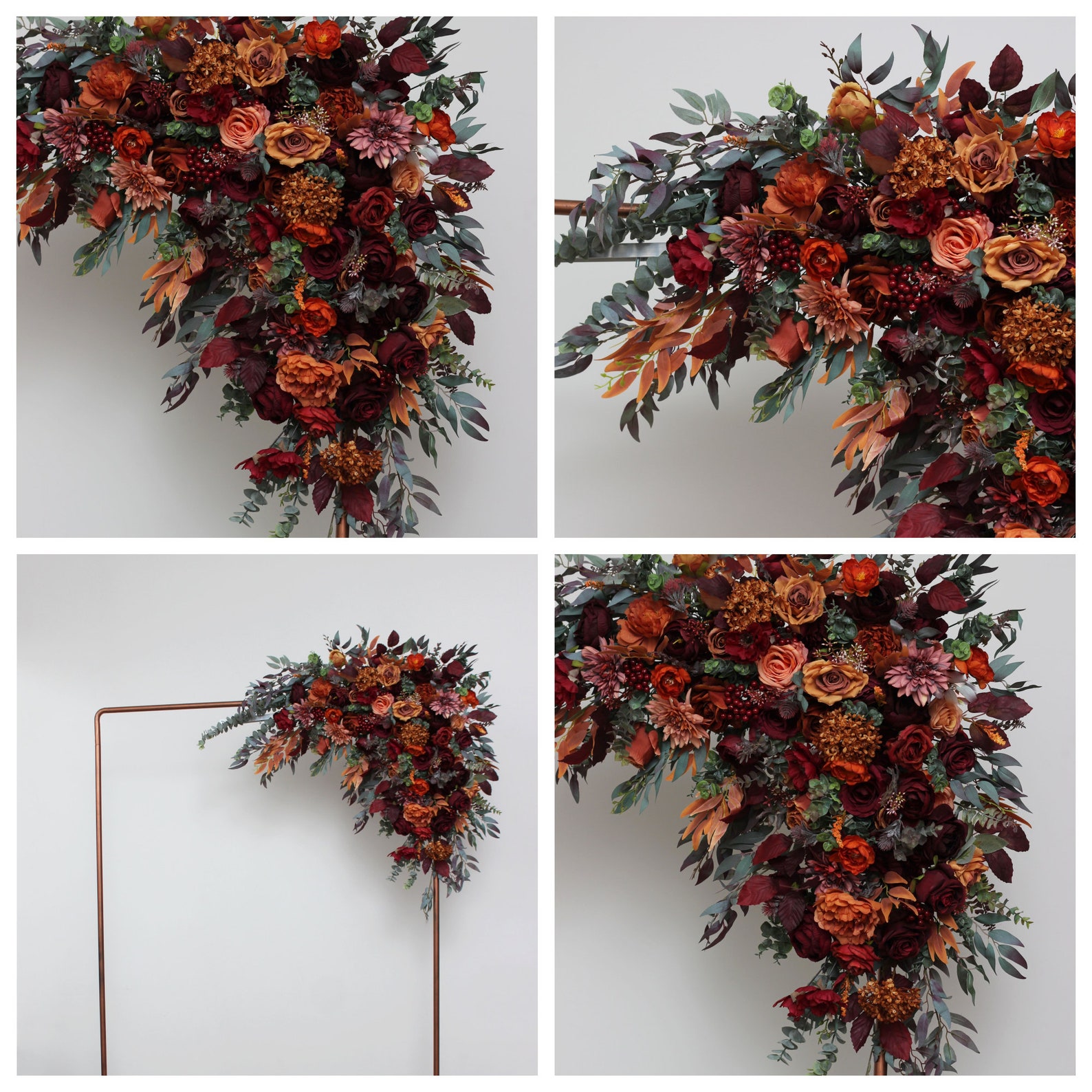 Rust Burgundy Cinnamon Orange Flowers Boho Arch Flowers Floral - Etsy