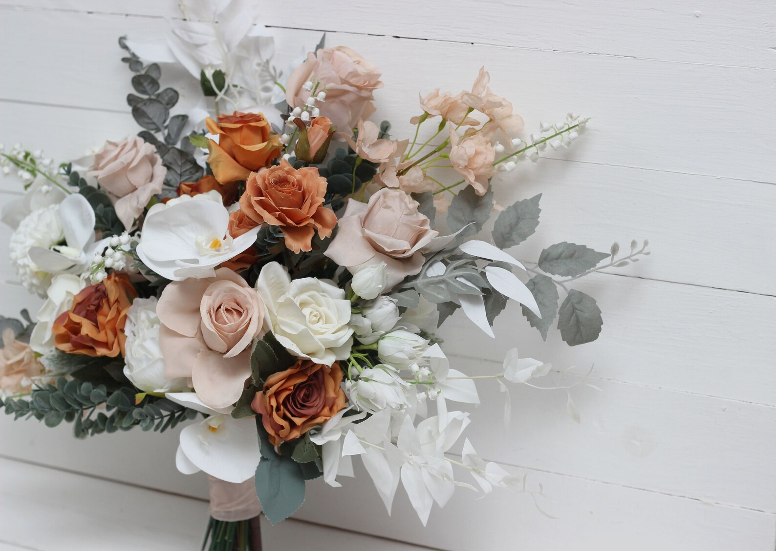Orchid Boho Bouquet Beige White Rust Flowers Bridal Bouquet - Etsy