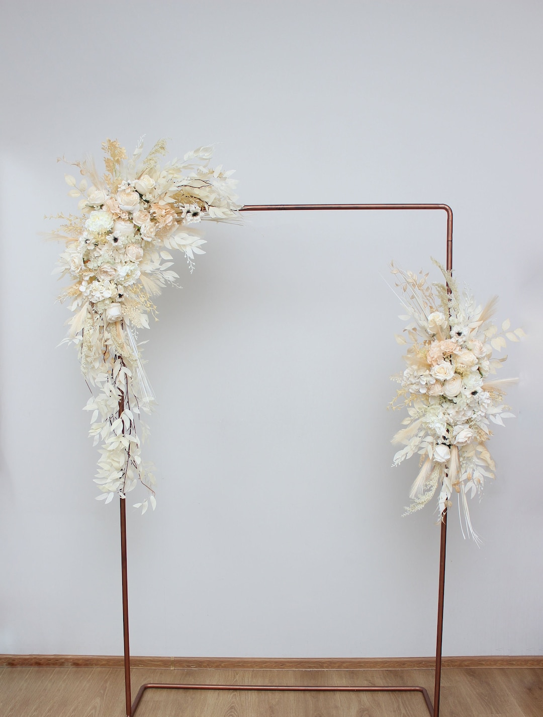 Boho Pampas Grass Arch Arrangement Champagne Ivory Cream Flowers ...