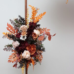 Set of 3 Rust Burgundy Burnt Orange Rust Ivory Flower Arch Arrangement ...