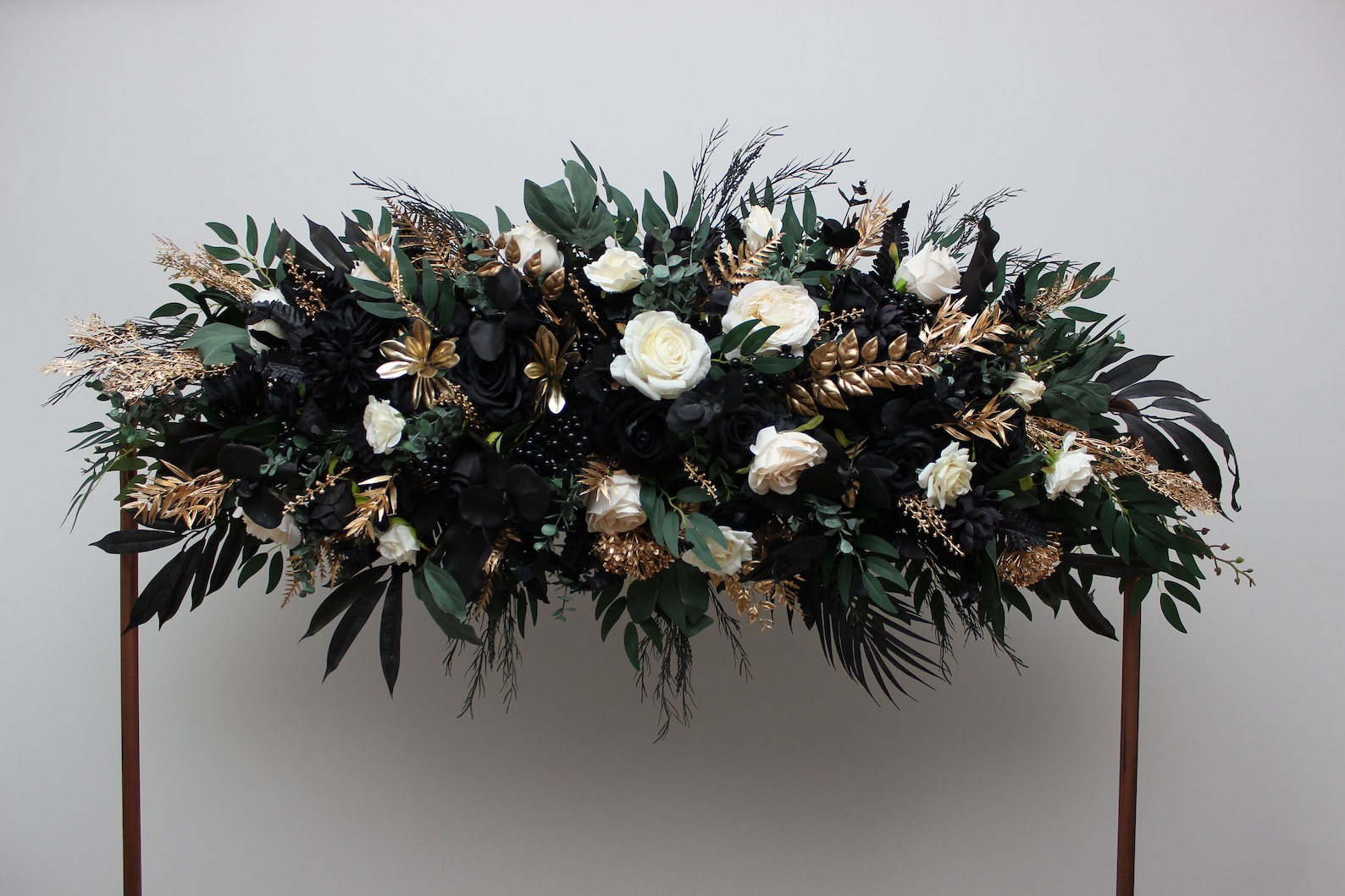 Hunter Green Ivory Black Gold Bridal Bouquet Halloween Wedding Boho ...
