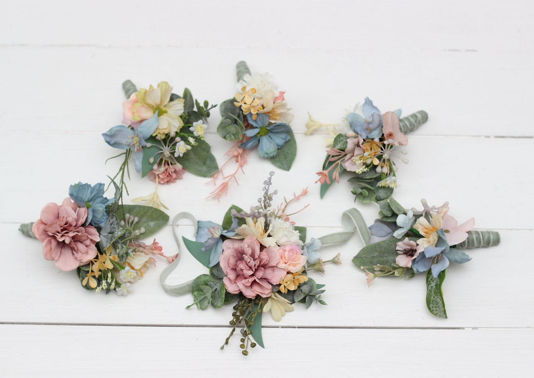 Spring Summer Wedding Wildflowers Flowers Pink Yellow Dusty Blue ...