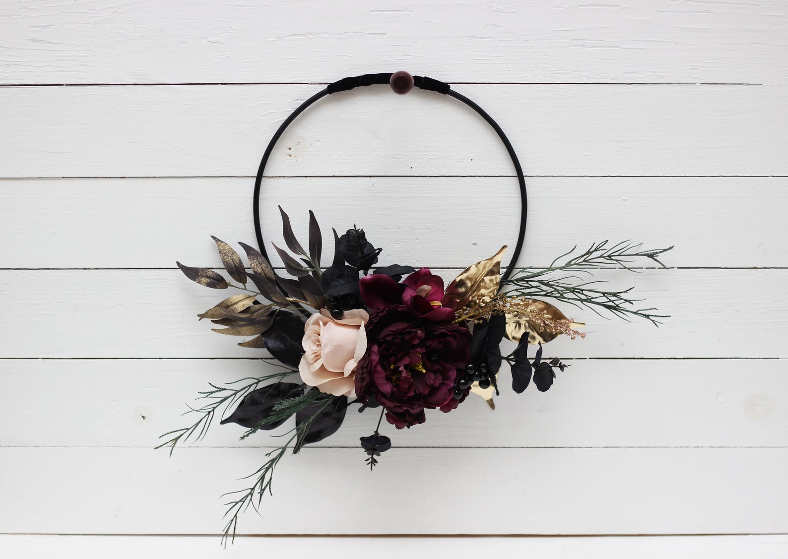 Deep Purple Black Gold Beige Hoop Alternative Bridesmaid - Etsy