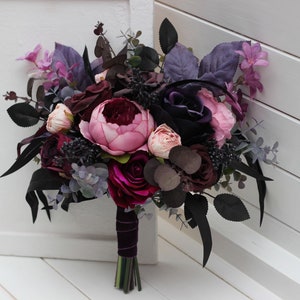 Deep Purple Fuchsia Candy Pink Bouquet Fall Bridal Bouquet Faux Bouquet ...