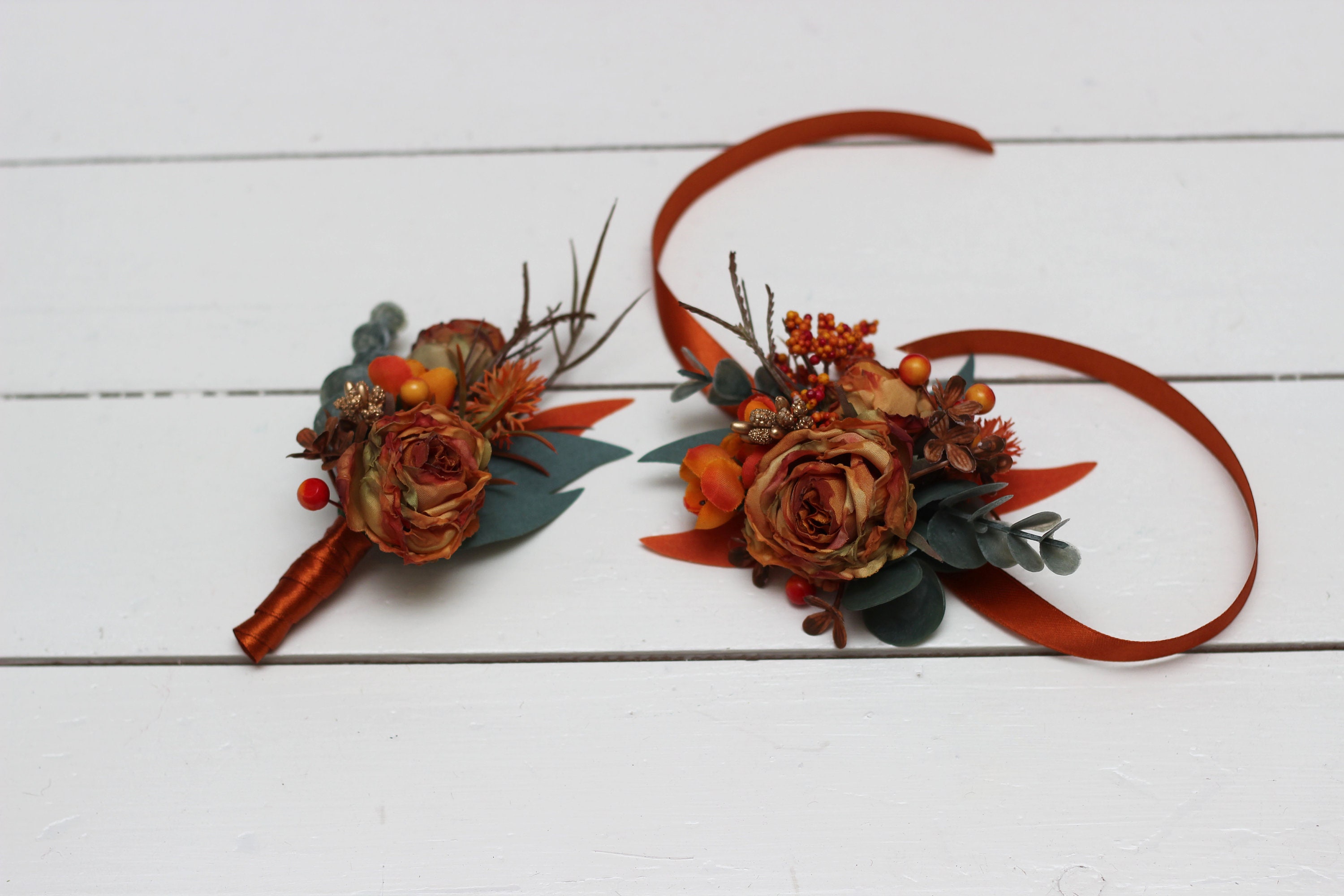 Rust Terracotta Burnt Orange Flowers Fall Wedding Fiance Groom - Etsy