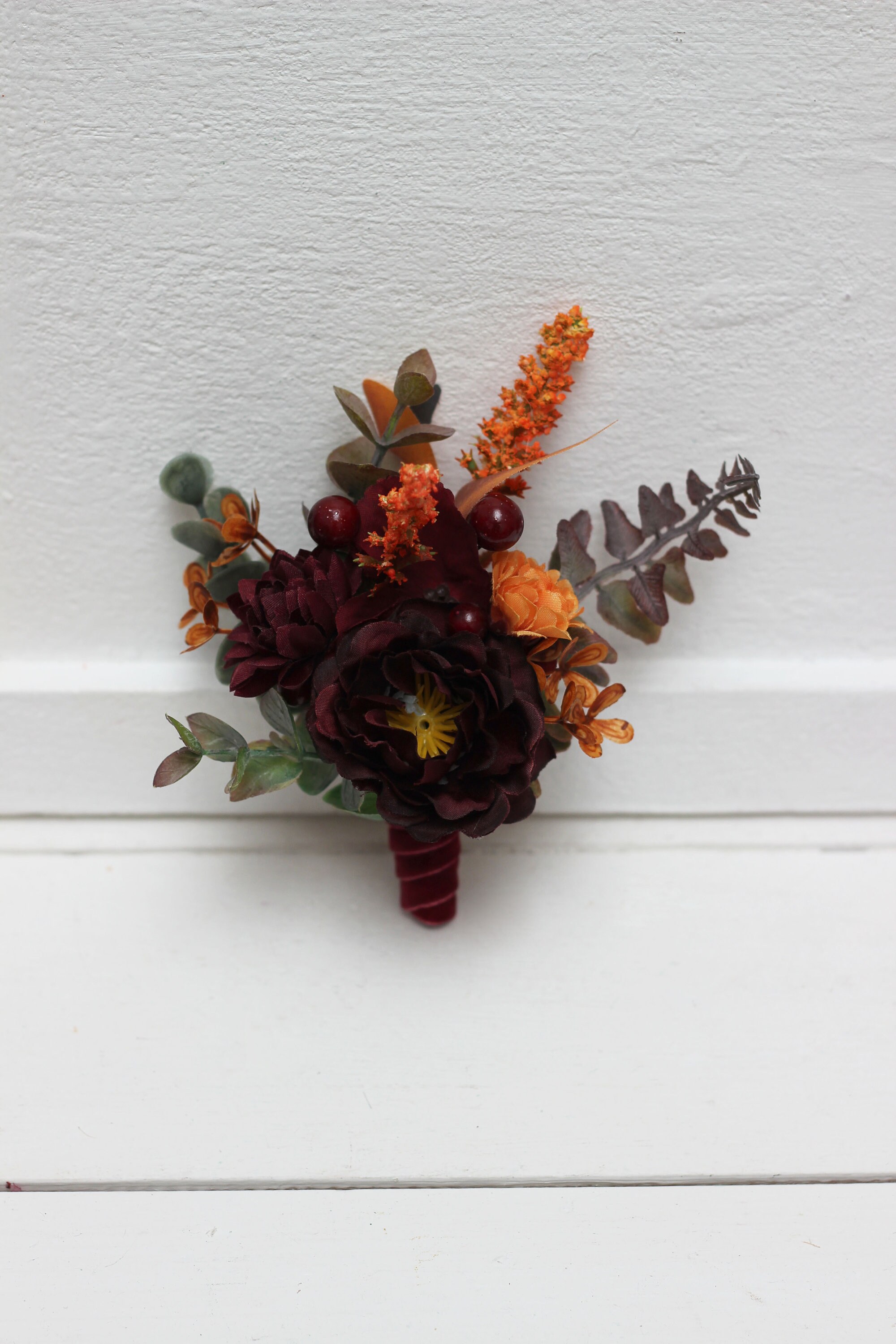 Rust Burgundy Flowers Fall Wedding Fiance Groom Groomsmen | Etsy