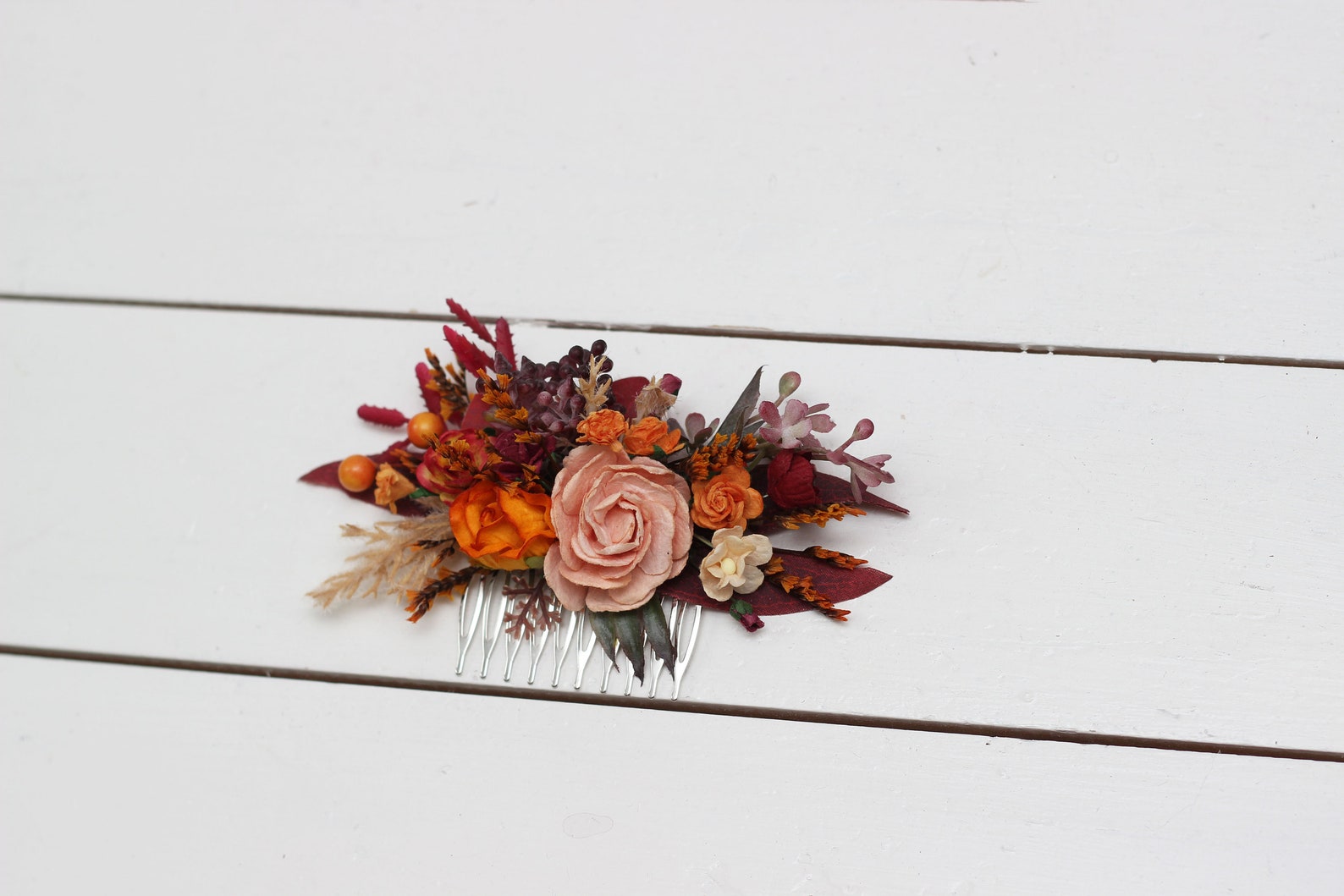 Peach Burgundy Rust Flower Crown Floral Headpiece Flower Girl Crown ...