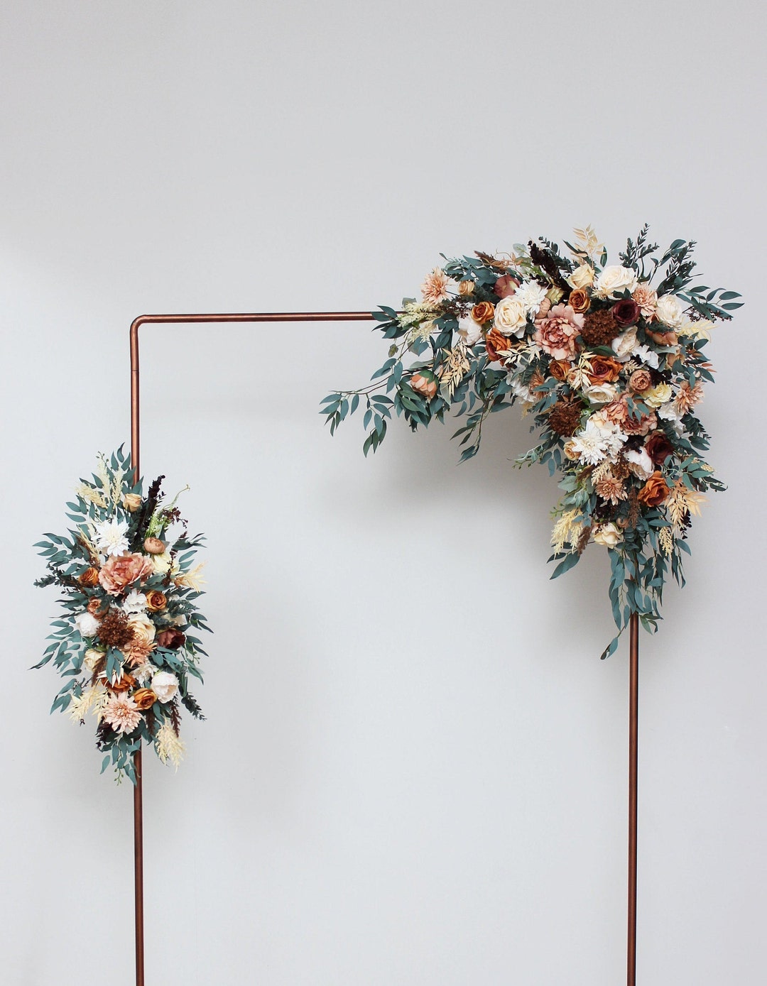 Orange Rust Cinnamon Peach Floral Arch Arrangement Fall Wedding Boho ...