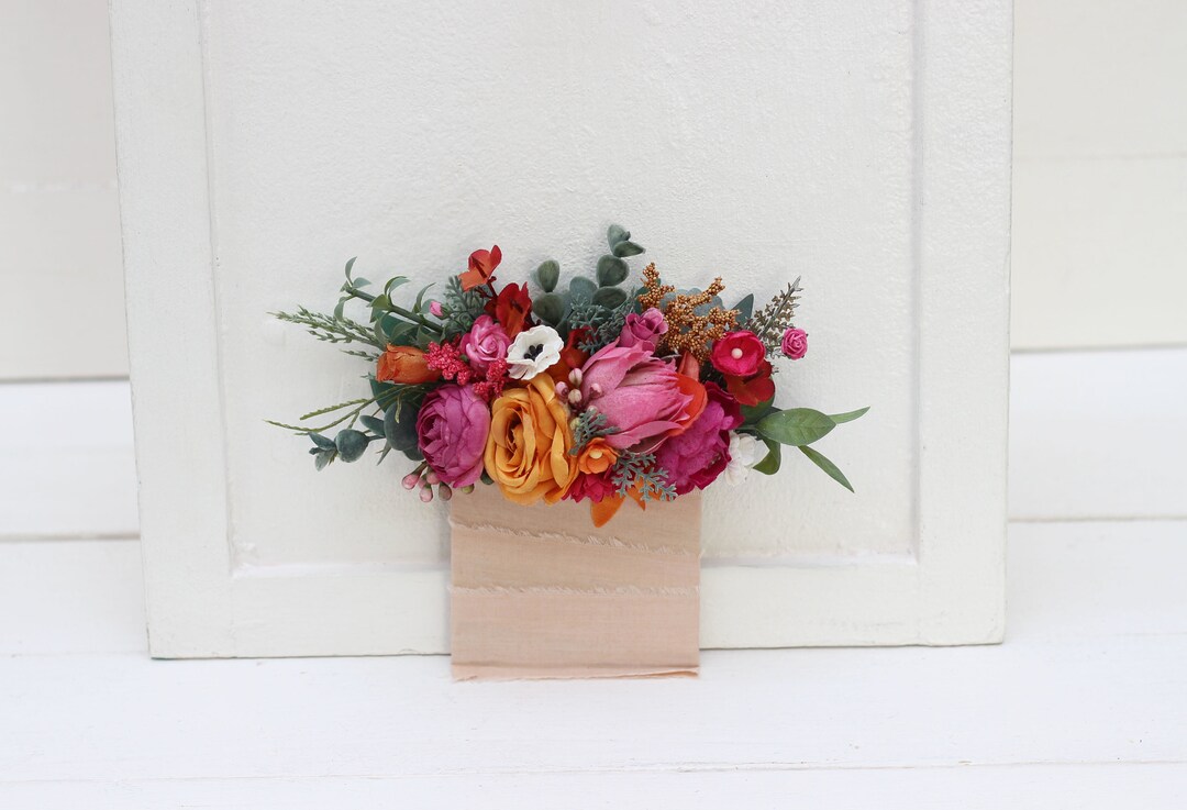 Magenta Orange White Pocket Boutonniere Pocket Flowers Boutonniere ...