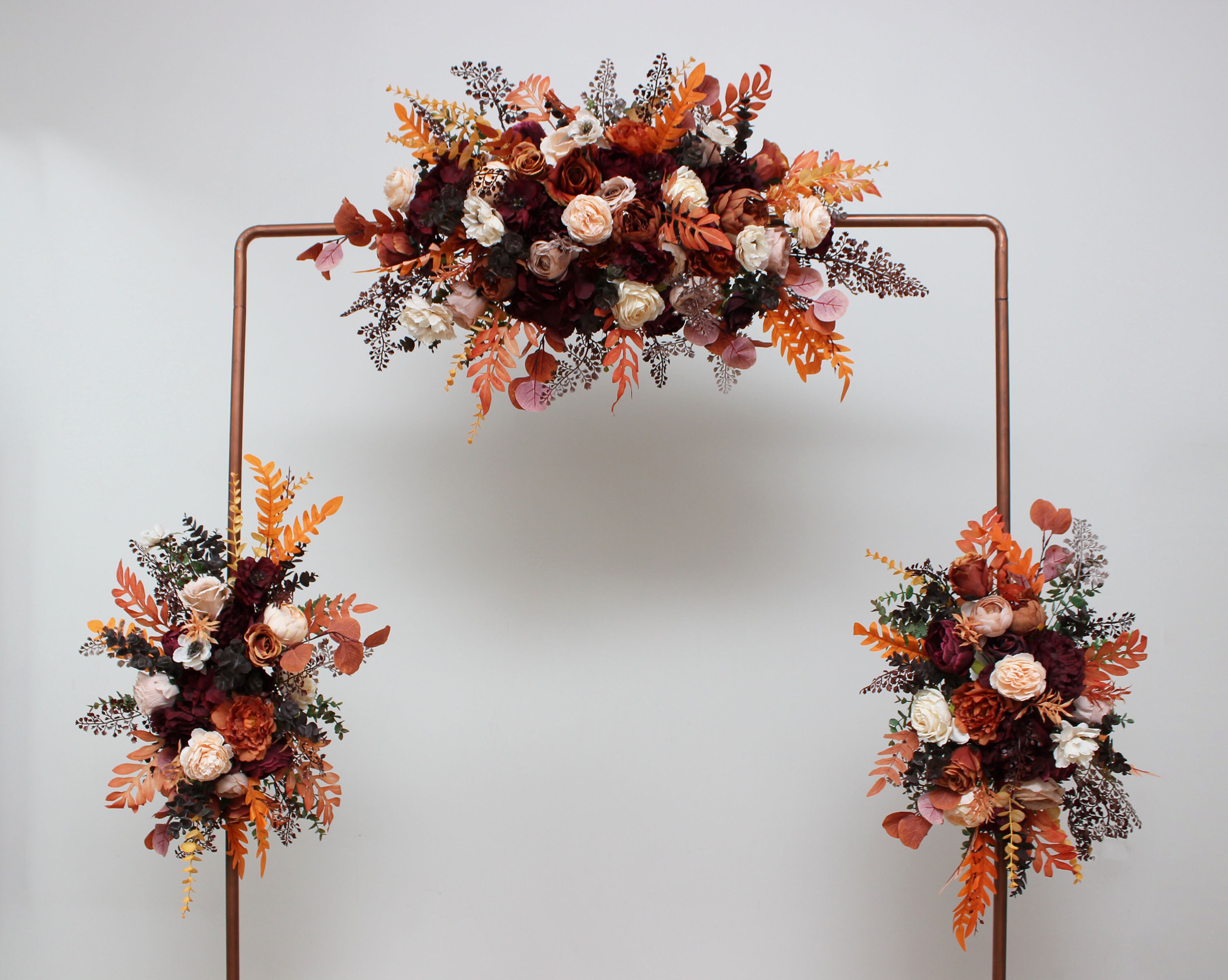 Set of 3 Rust Burgundy Burnt Orange Rust Ivory Flower Arch - Etsy