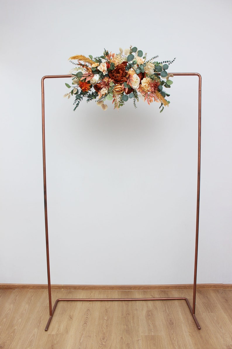 Arch Flowers Boho Wedding Rust Orange Cream Arch Arrangement - Etsy