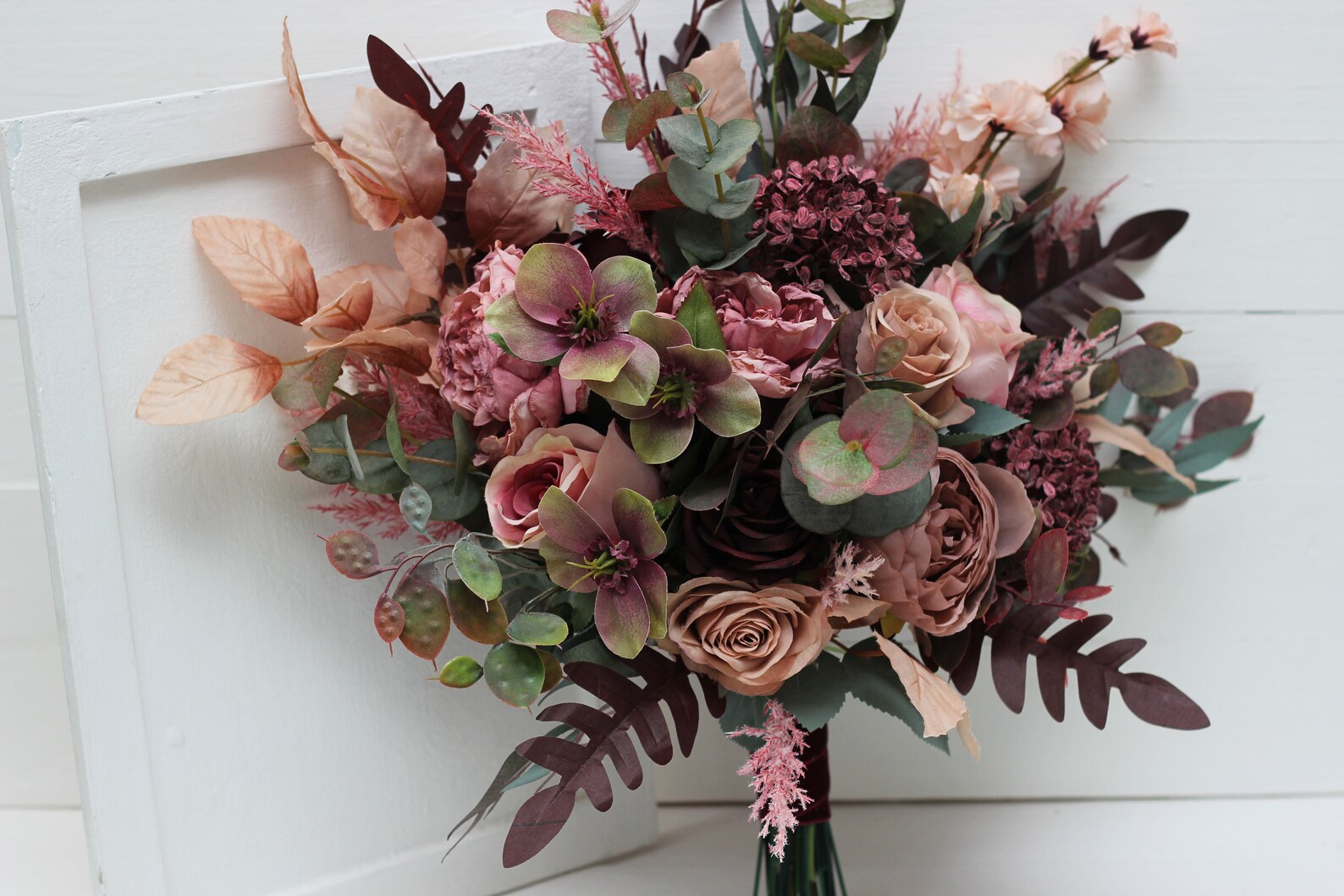 Dusty rose beige burgundy wedding Bridal flowers Fall wedding | Etsy