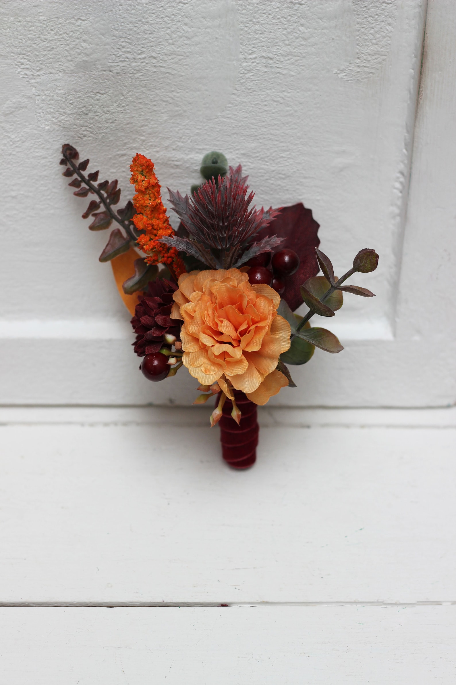 Rust Burgundy Flowers Fall Wedding Fiance Groom Groomsmen - Etsy