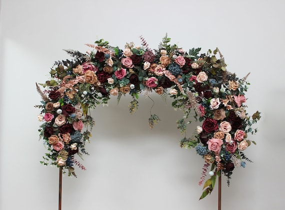Burgundy Dusty Rose Blue Arch Arrangement Jewel Tones Arch - Etsy
