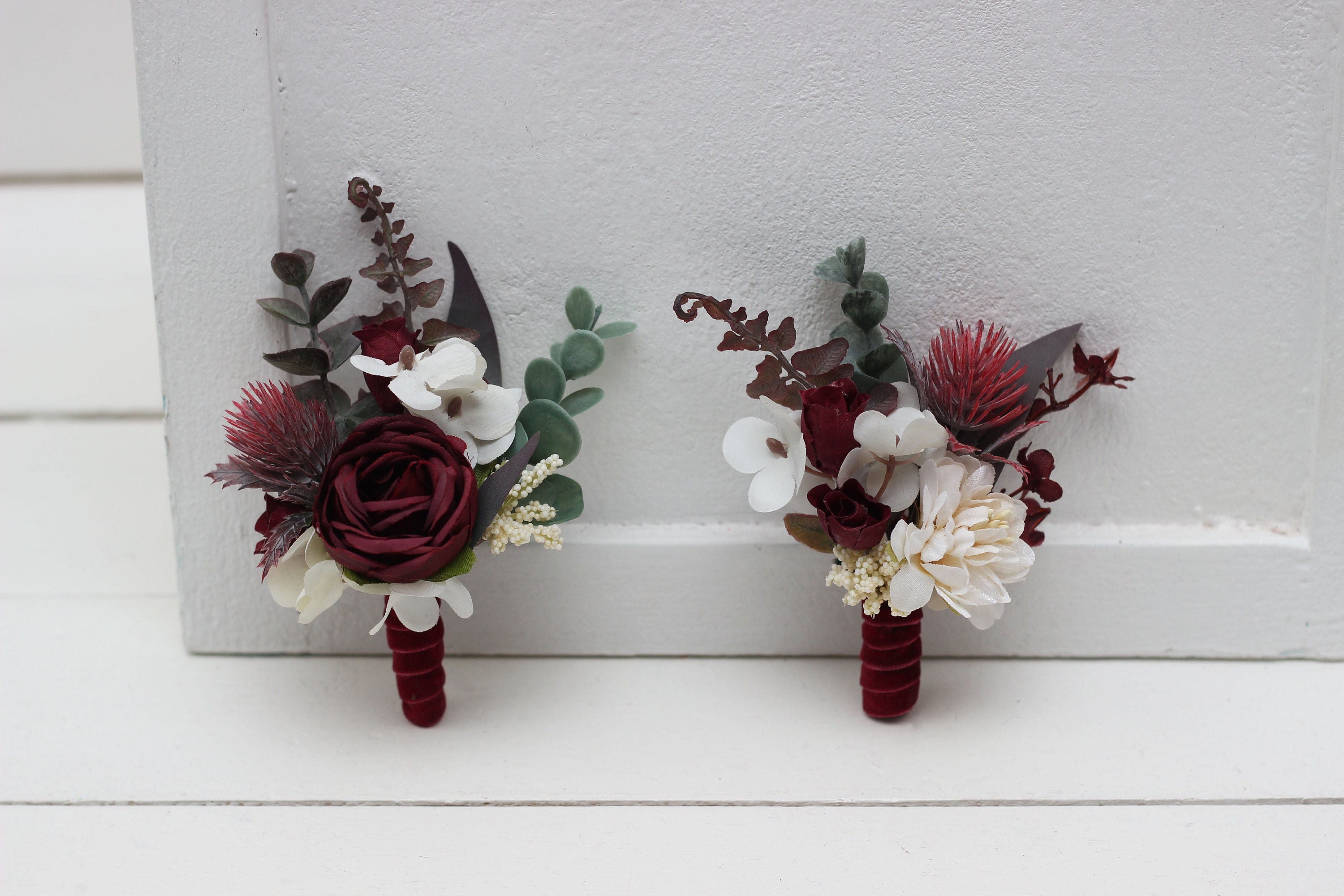 Burgundy Ivory Accessories Boho Wedding Boutonniere Buttonhole - Etsy