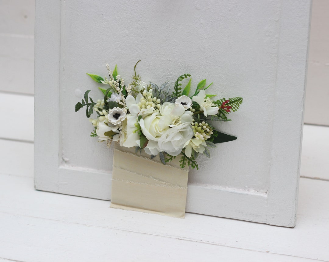 Ivory White Pocket Boutonniere Pocket Flowers Boutonniere Buttonhole ...