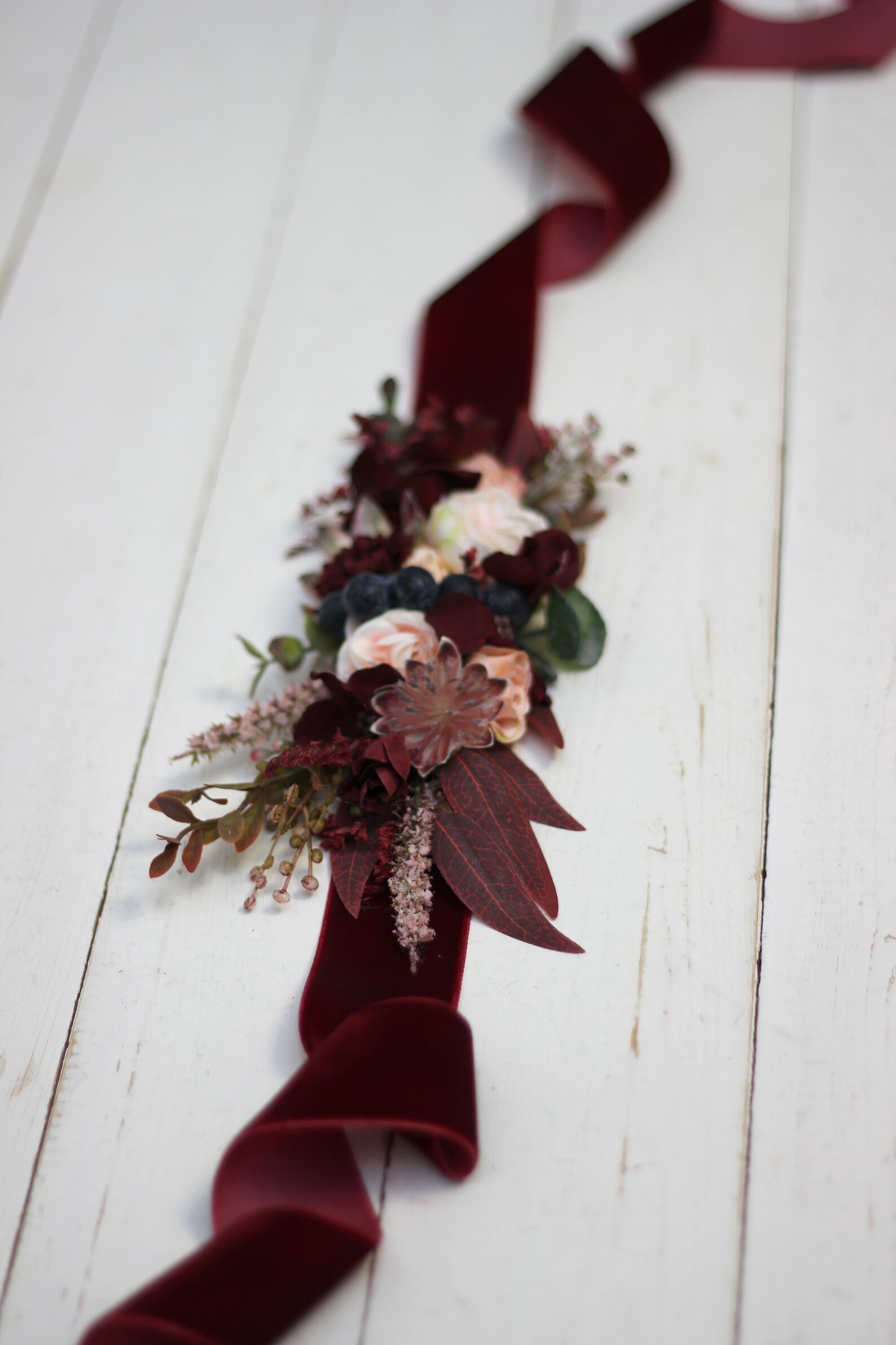 Burgundy Blush Pink Flower Belt Floral Sash Flower Girl - Etsy