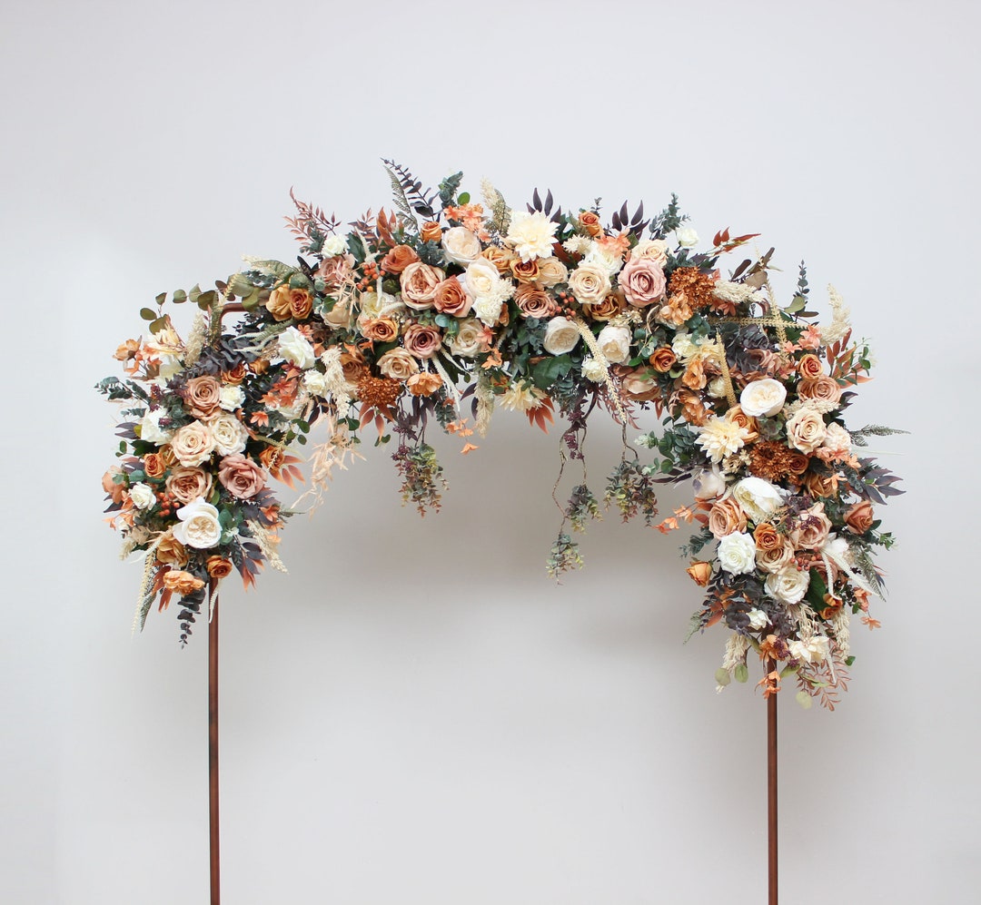 Terracotta Cream Arch Arrangement Arch Flowers Fall Wedding Orange ...