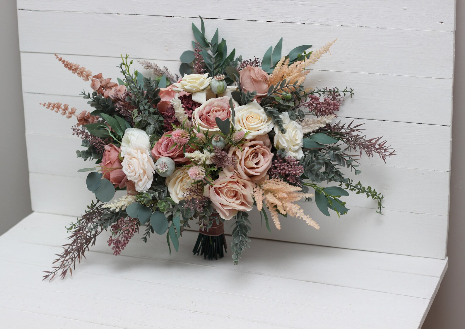 Boho Bouquet Dusty Rose Cream Blush Pink Flowers Bridal - Etsy