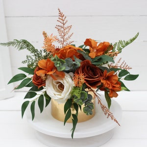 Burnt Orange Ivory Rust Gold Rust Centerpiece Orange Gold Centerpiece ...