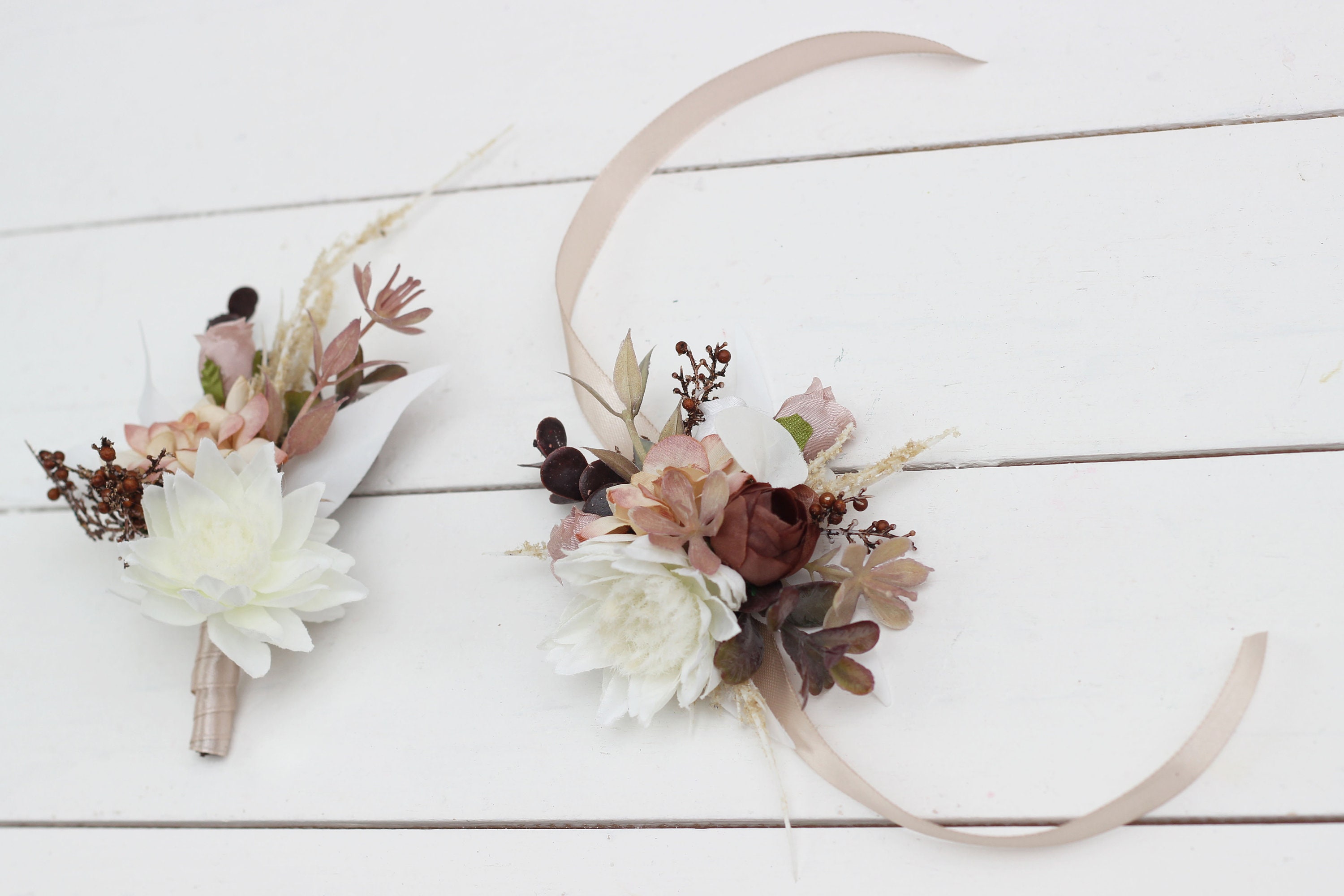 Boho Wedding Beige White Brown Flowers Fiance Orchid | Etsy