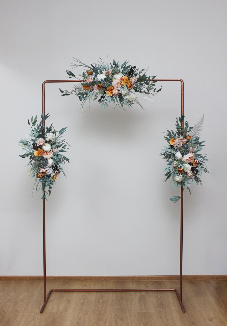 Succulent Boho Rust Beige White Flower Arch Arrangement - Etsy