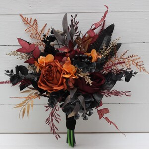 Burgundy Black Gold Rust Flowers Fall Bridal Bouquet Faux Bouquet Fall ...