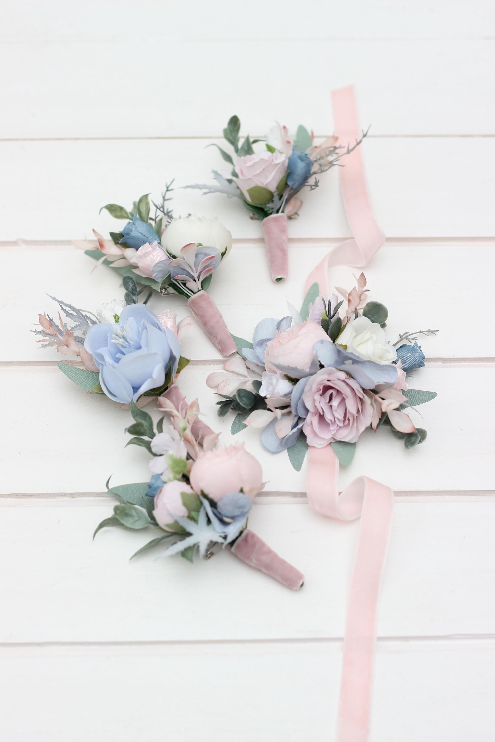 Dusty Blue Blush Pink White Flowers Dusty Blue Wedding Accessories ...