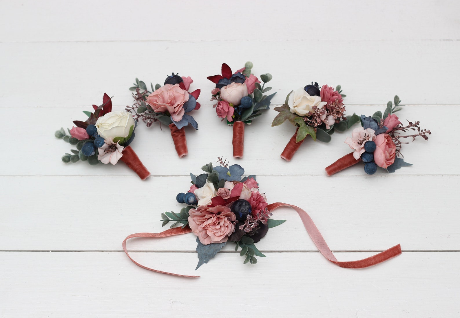 Navy Blue Dusty Rose Mauve Flowers Fall Wedding Fiance Groom - Etsy