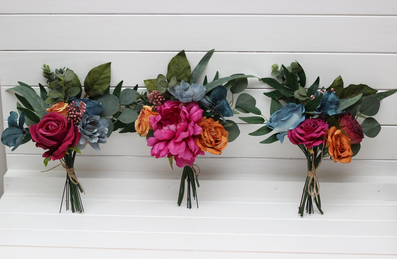 Mini Bouquets for Vases Green Orange Magenta Teal Bouquet Faux Bouquet ...
