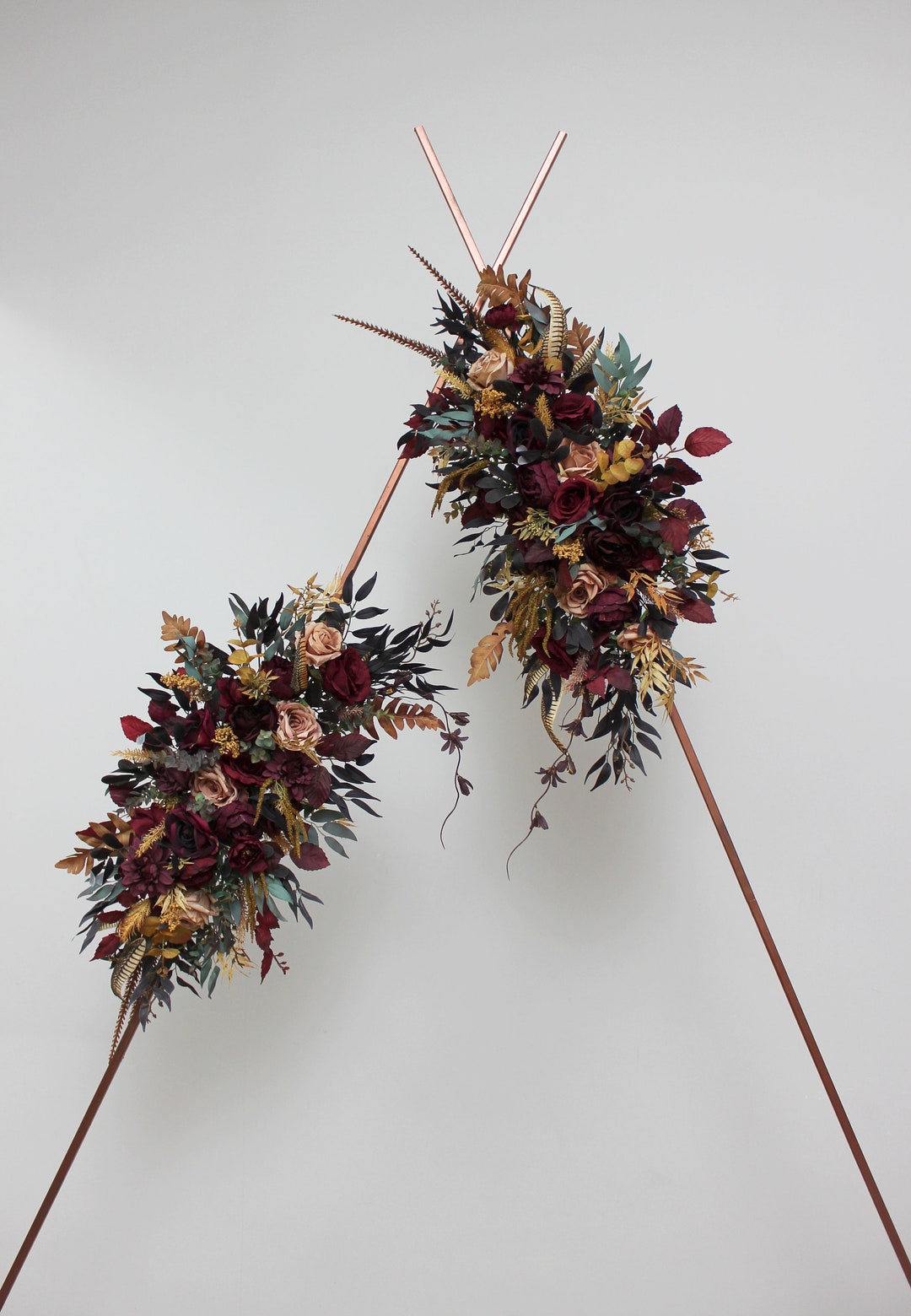 ONE Arch Arrangement Deep Purple Burgundy Beige Cinnamon Arch Flowers ...