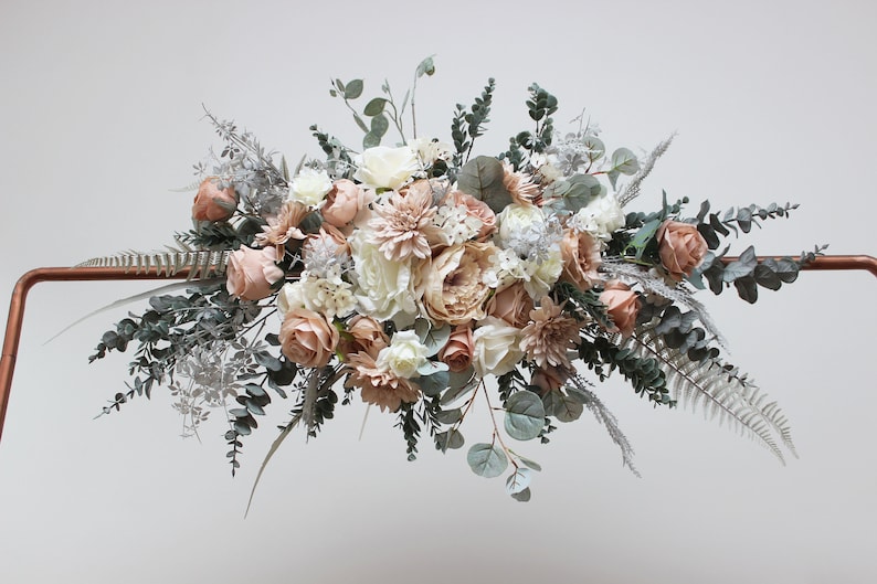 Boho Arch Flowers Beige White Gray Flowers Floral Arch - Etsy