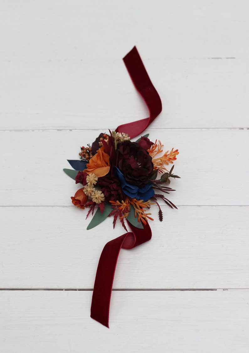 Rust Orange Burgundy Navy Blue Flowers Burgundy Fall Wedding - Etsy