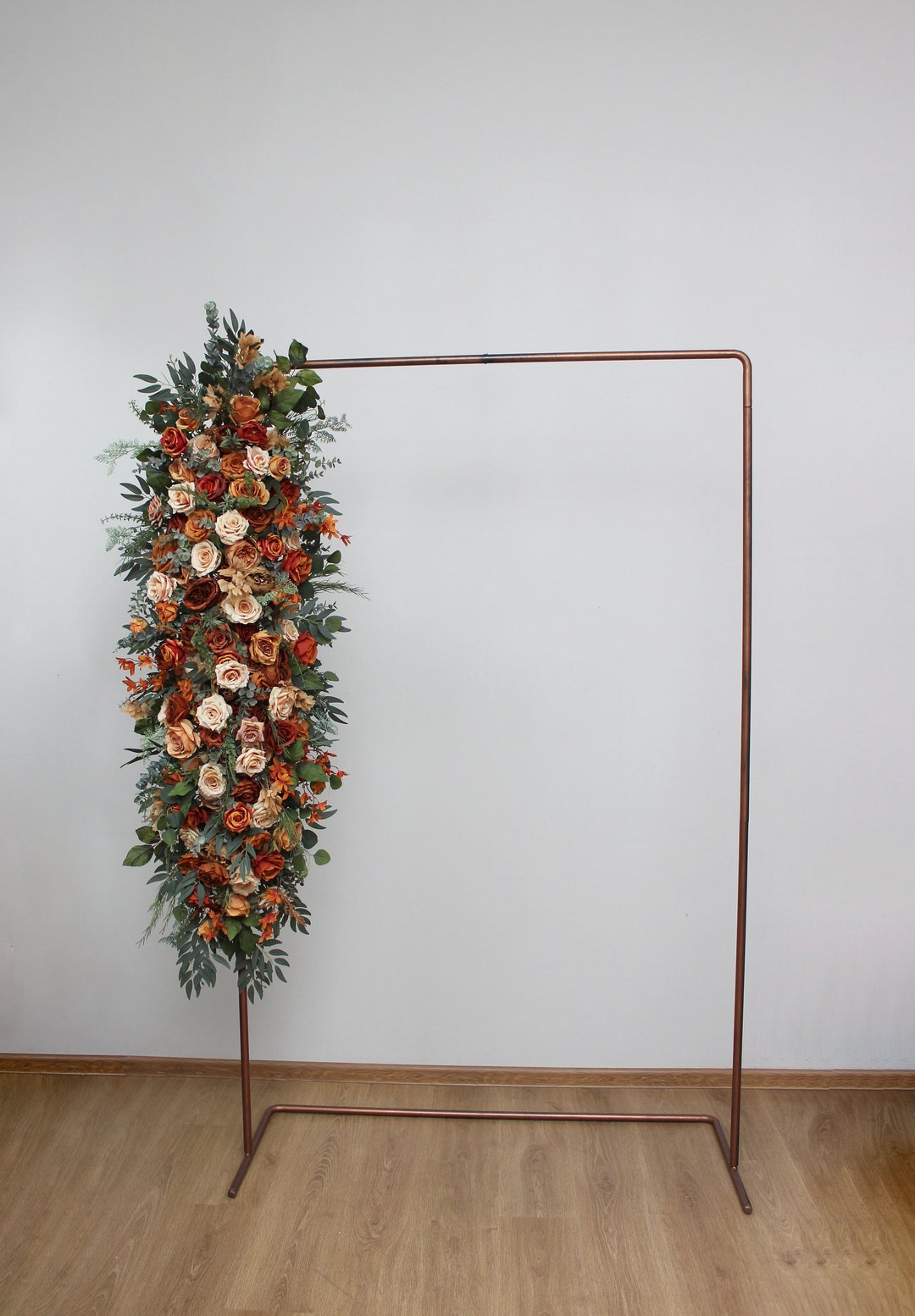 Rust Orange Floral Arch Arrangement Fall Wedding Boho Wedding Wedding ...