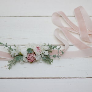 Blush Pink White Flower Belt Flower Girl Belt Flower Girl Sash | Etsy