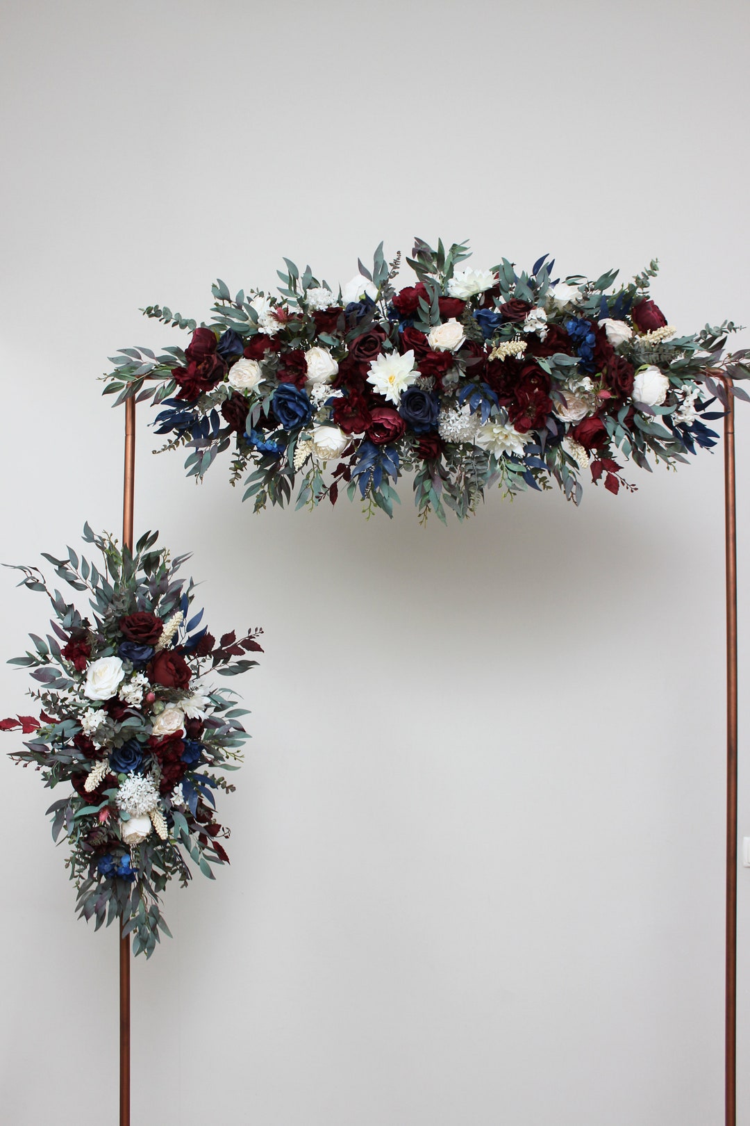Burgundy Ivory Navy Blue Flower Arch Arrangement Wedding Flowers Floral ...