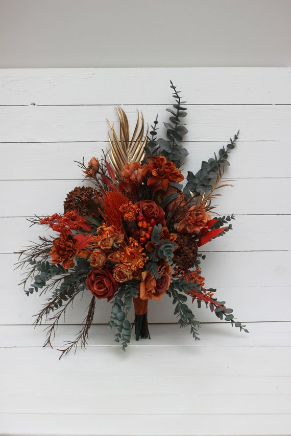 Banksia Boho Bouquet Rust Terracotta Burnt Orange Flowers - Etsy