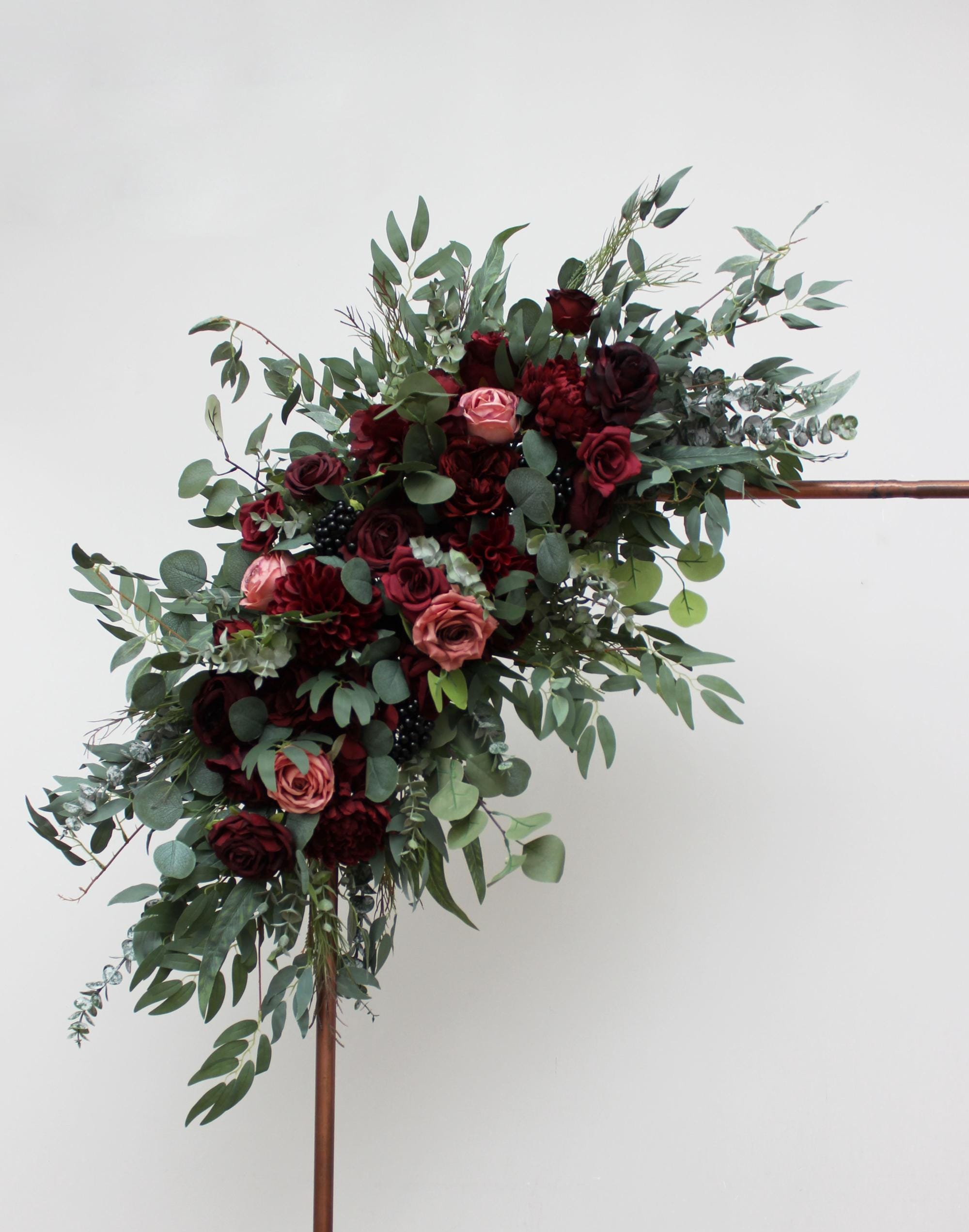 Burgundy Dusty Rose Arch Arrangement Arch Flowers Fall Wedding Archway ...