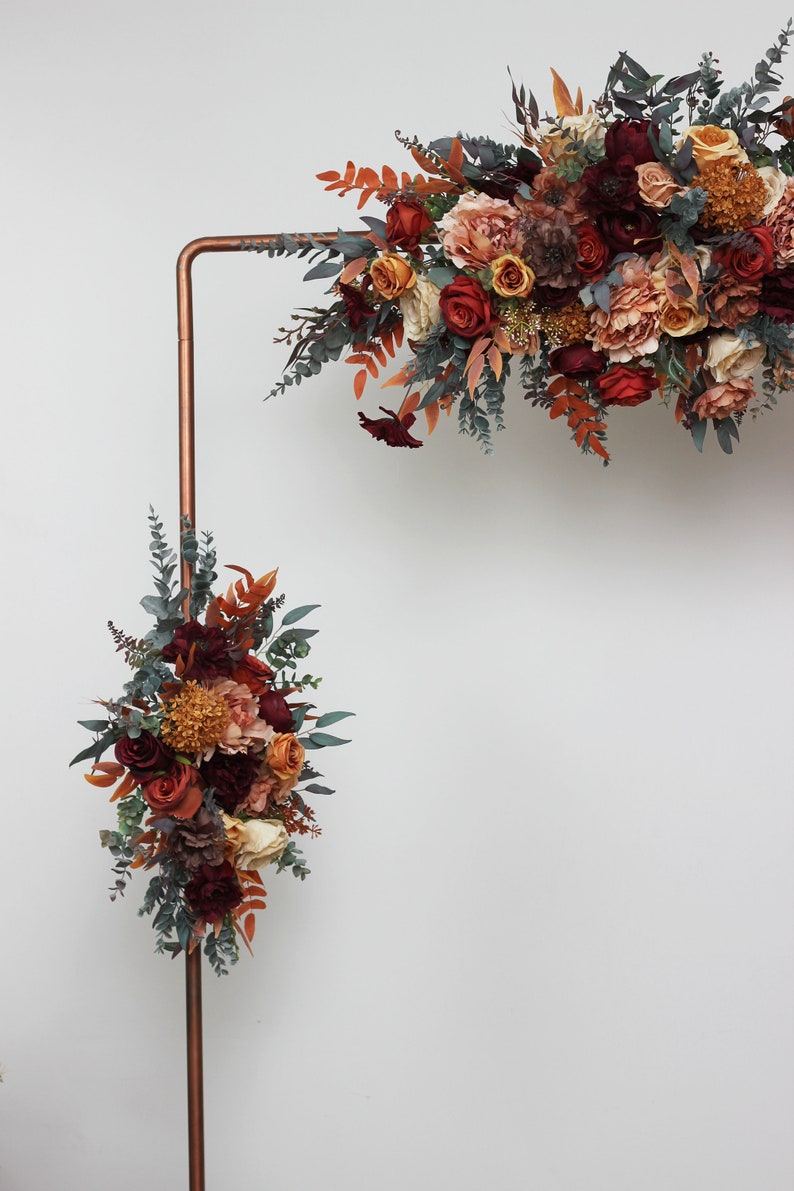 Set of 3 Rust Burgundy Burnt Orange Rust Peach Flower Arch - Etsy