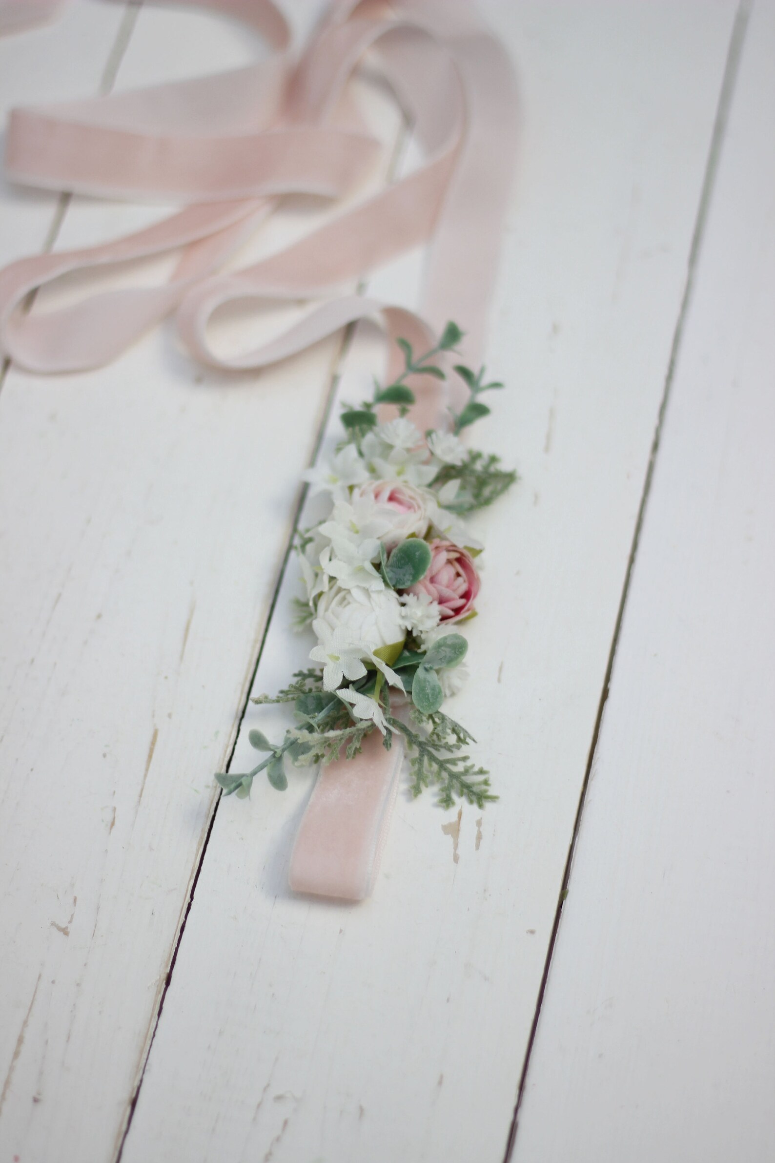 Blush Pink White Flower Belt Flower Girl Belt Flower Girl Sash - Etsy